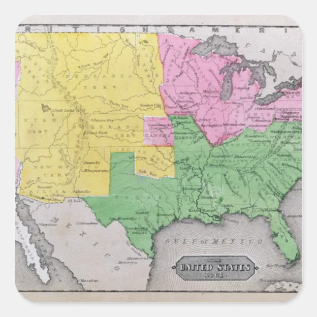 Map of the United States Square Sticker | Zazzle