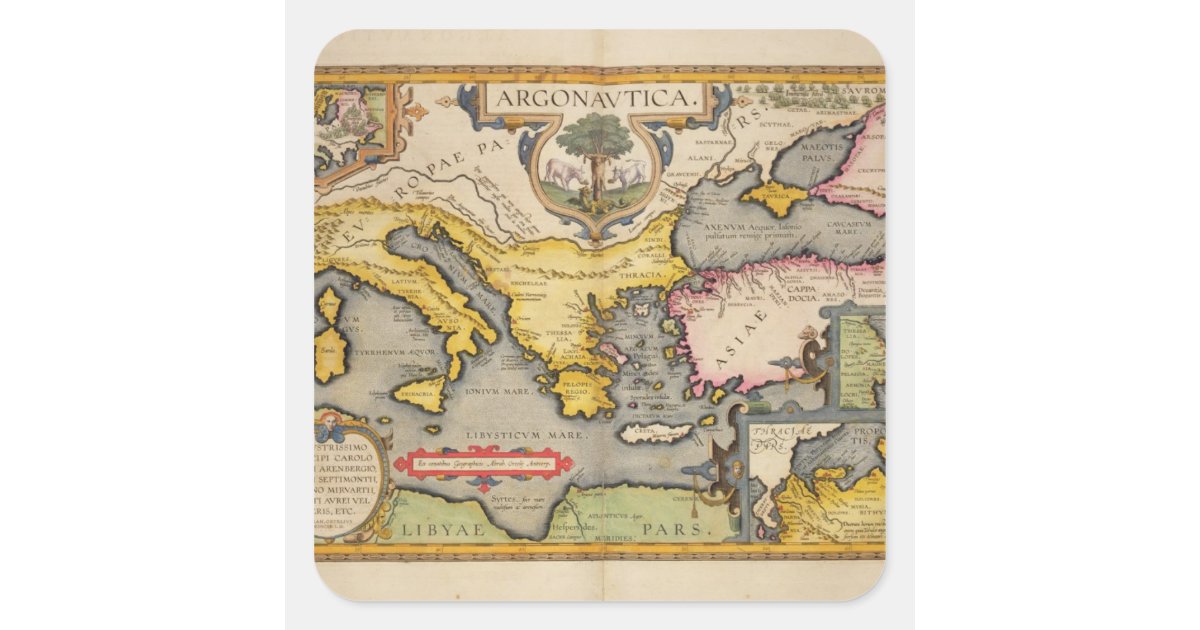 Map of the Voyage of the Argonauts Square Sticker | Zazzle
