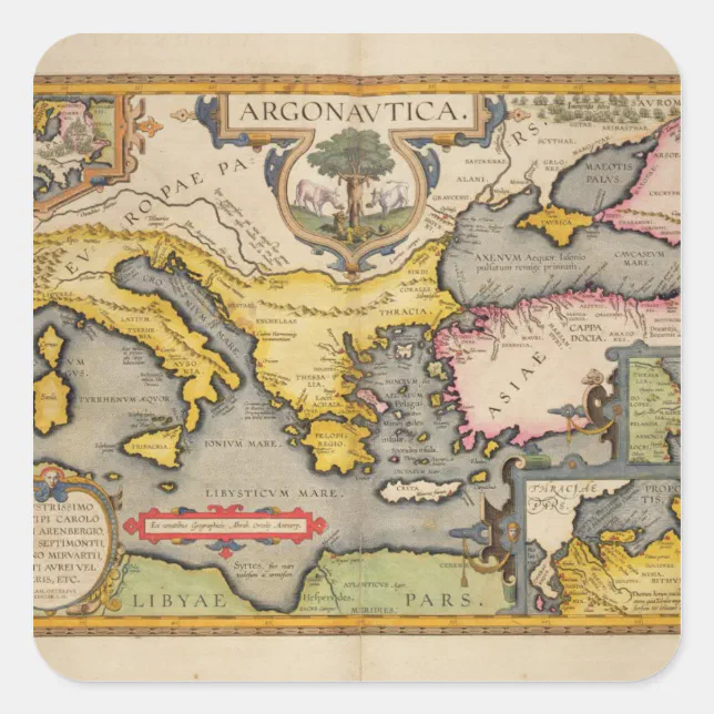Map of the Voyage of the Argonauts Square Sticker | Zazzle