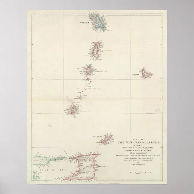Map of the Windward Islands Poster | Zazzle