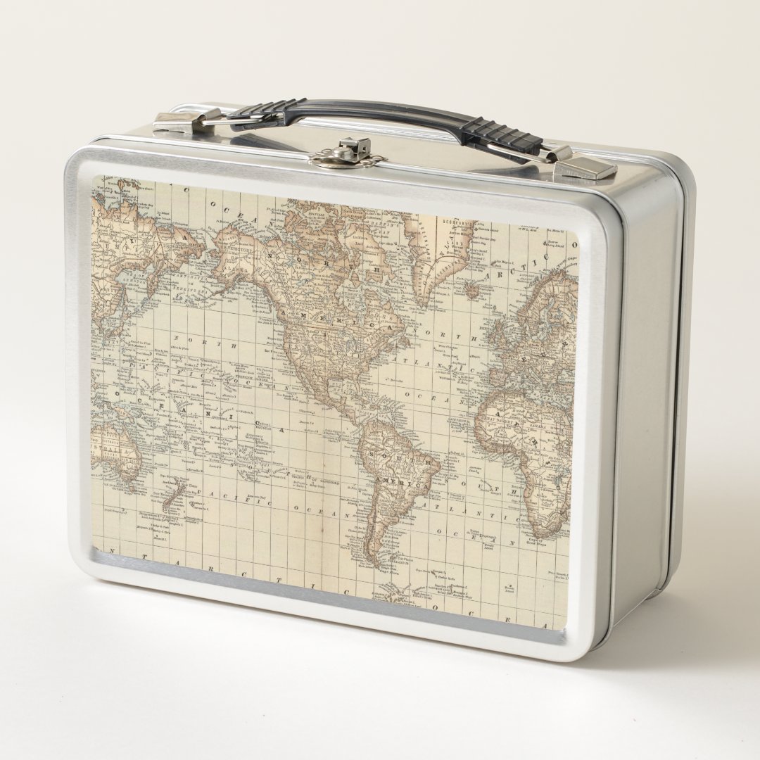 Map of the World 3 Metal Lunch Box | Zazzle