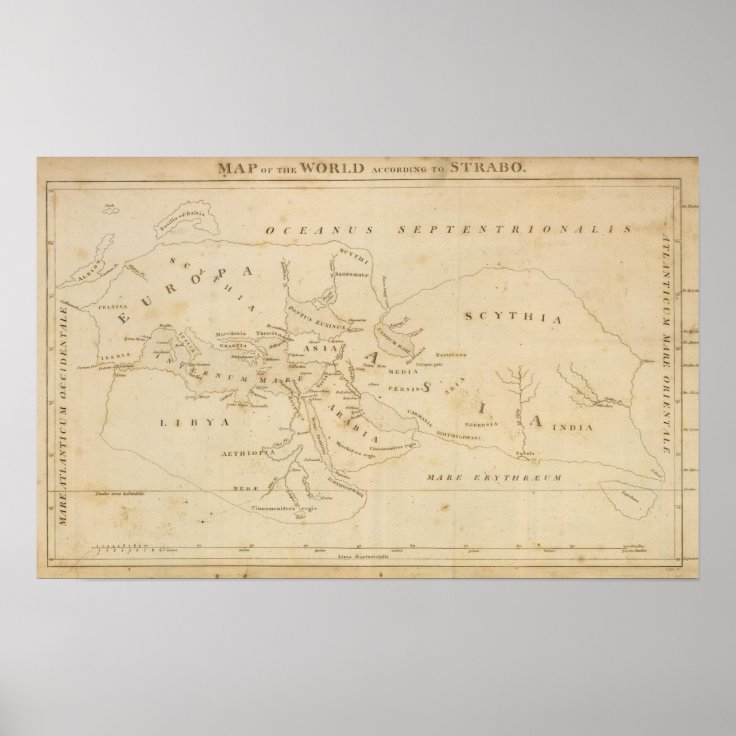 Map of the World According to Strabo Poster | Zazzle