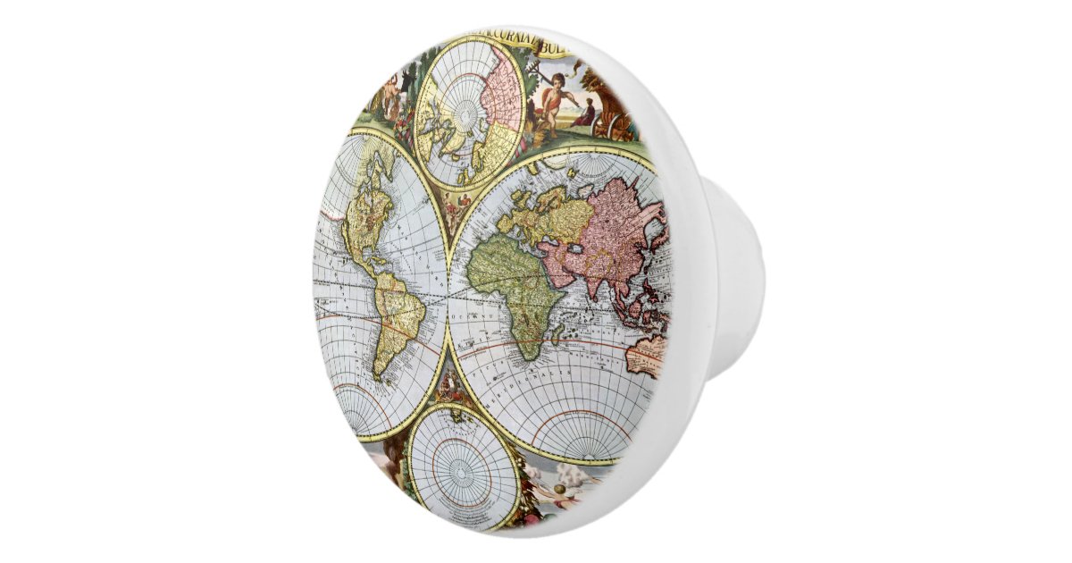 Map of the World Ceramic Knob | Zazzle