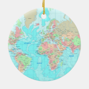 World Map Christmas Ornaments | Zazzle - 100% Satisfaction Guaranteed!