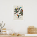 Map Of The World, Charley Harper Inspired Poster | Zazzle