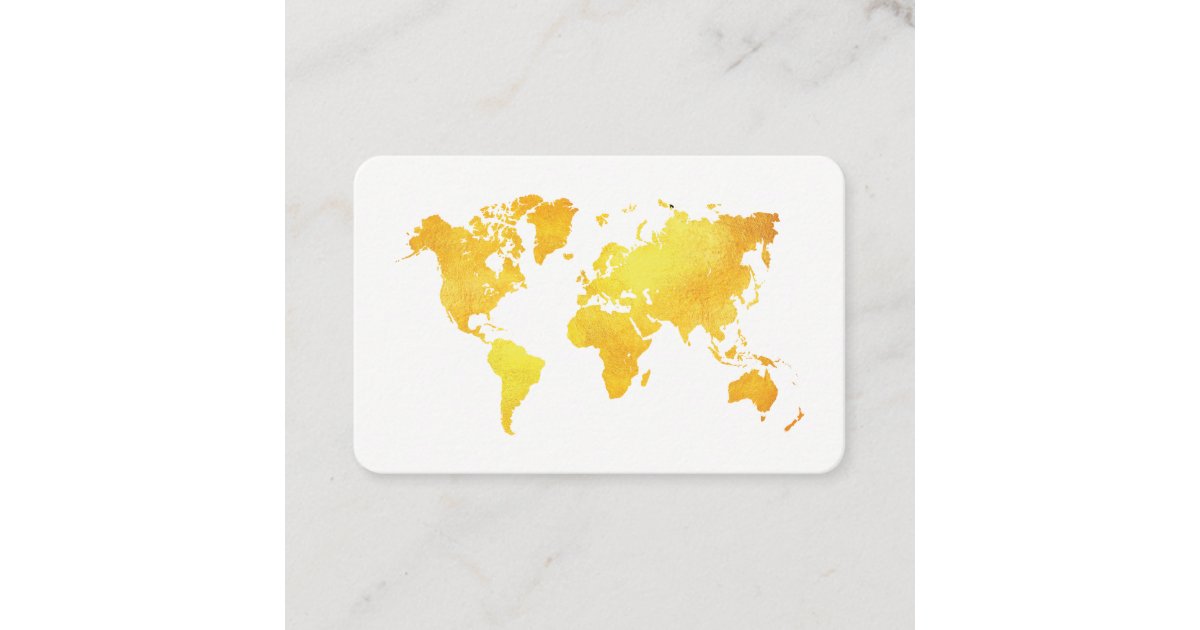 Map of the World (Gold) Business Card | Zazzle
