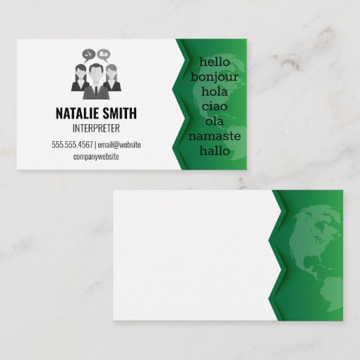 Map of the World | Interpreter Languages Business Card | Zazzle