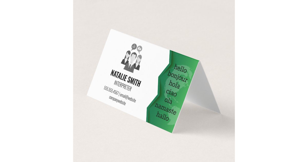 Map of the World | Interpreter Languages Business Card | Zazzle