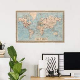 Map of the world on Mercator's projection Poster | Zazzle
