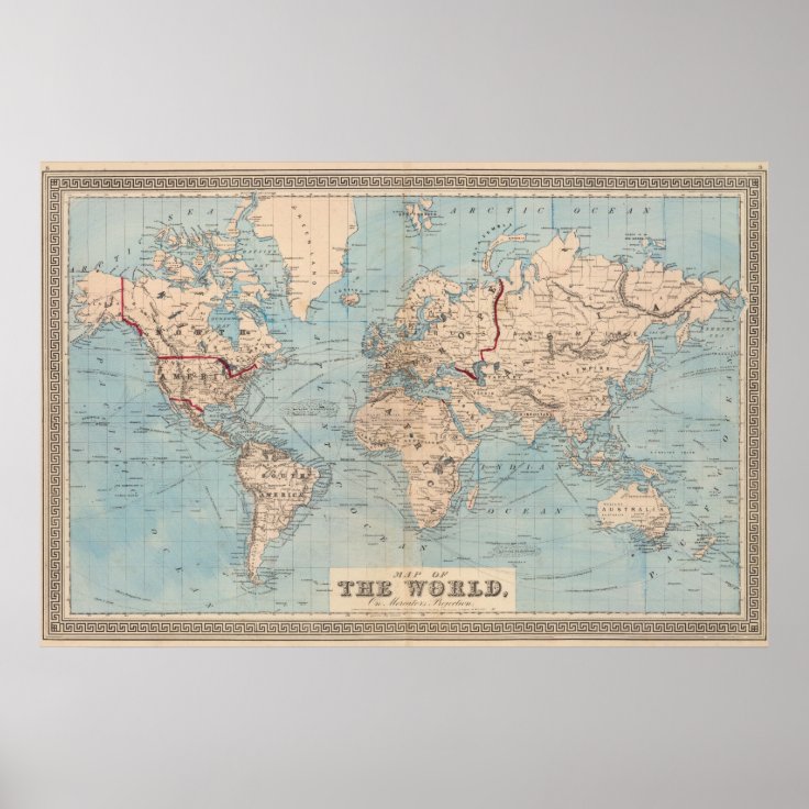 Map of the world on Mercator's projection Poster | Zazzle