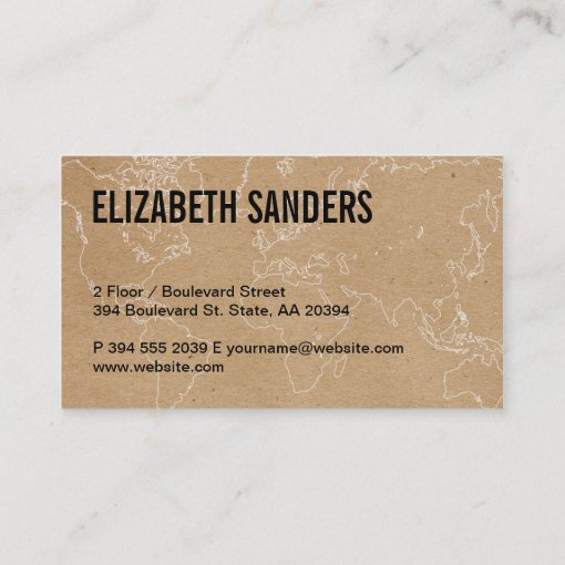 Map of the World (outline) | Natural Business Card | Zazzle