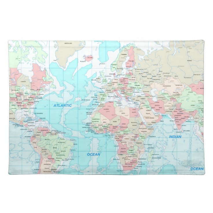 Map of the world placemat | Zazzle