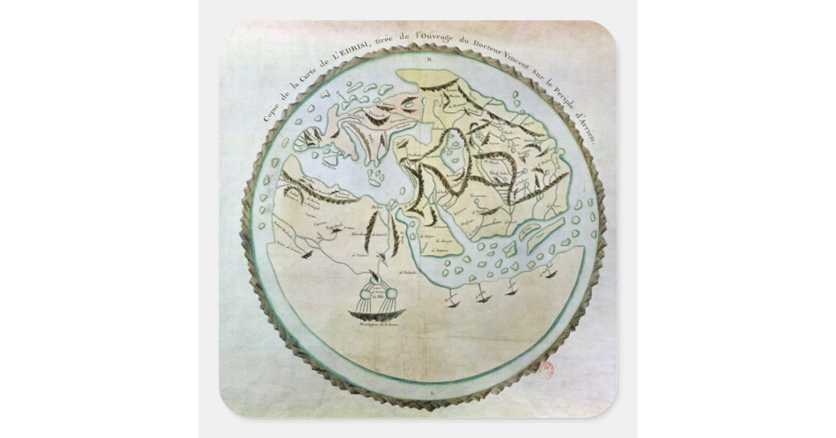 Map of the world square sticker | Zazzle