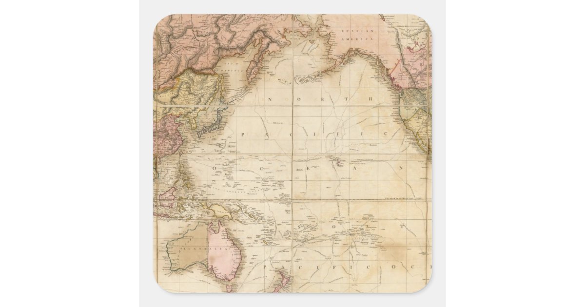 Map of the world square sticker | Zazzle