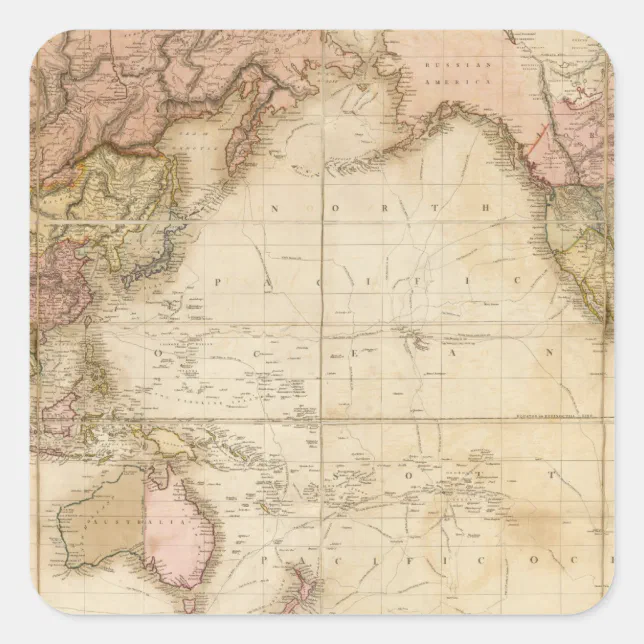 Map of the world square sticker | Zazzle