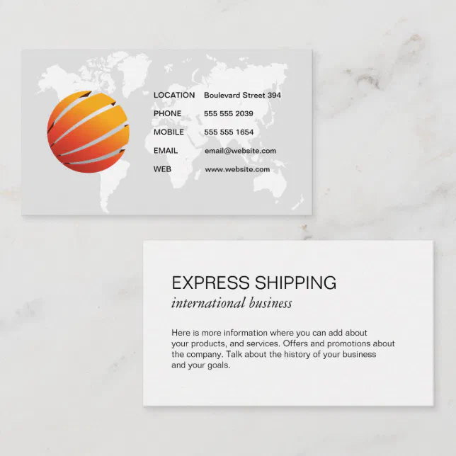 Map of the World / Stylized Global Icon Business Card | Zazzle