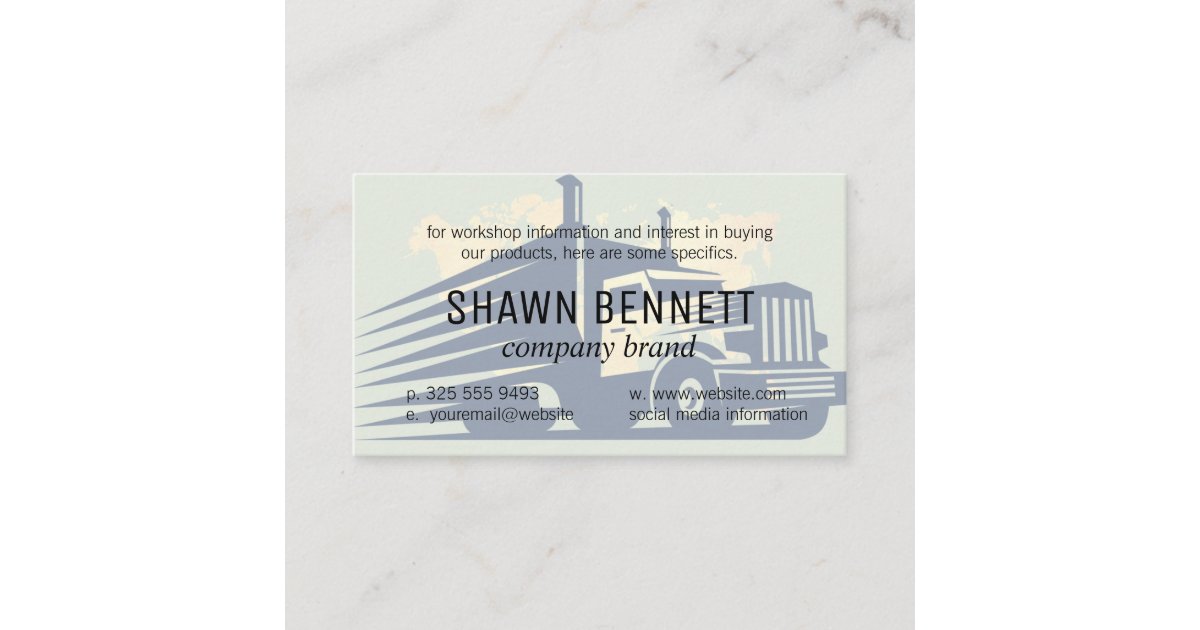 Map of the World | Truck Logistics Shipping Business Card | Zazzle