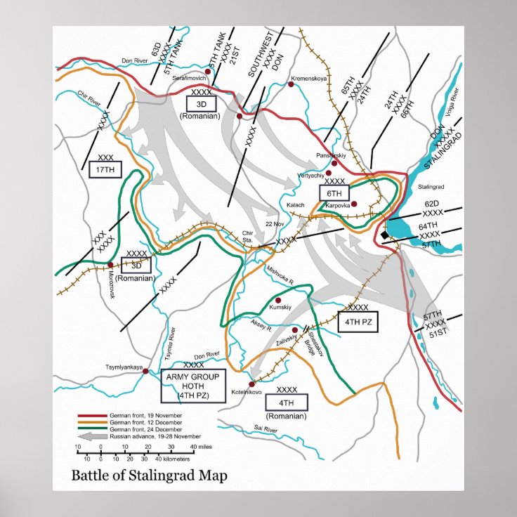 Map of the World War II Battle of Stalingrad Poster | Zazzle