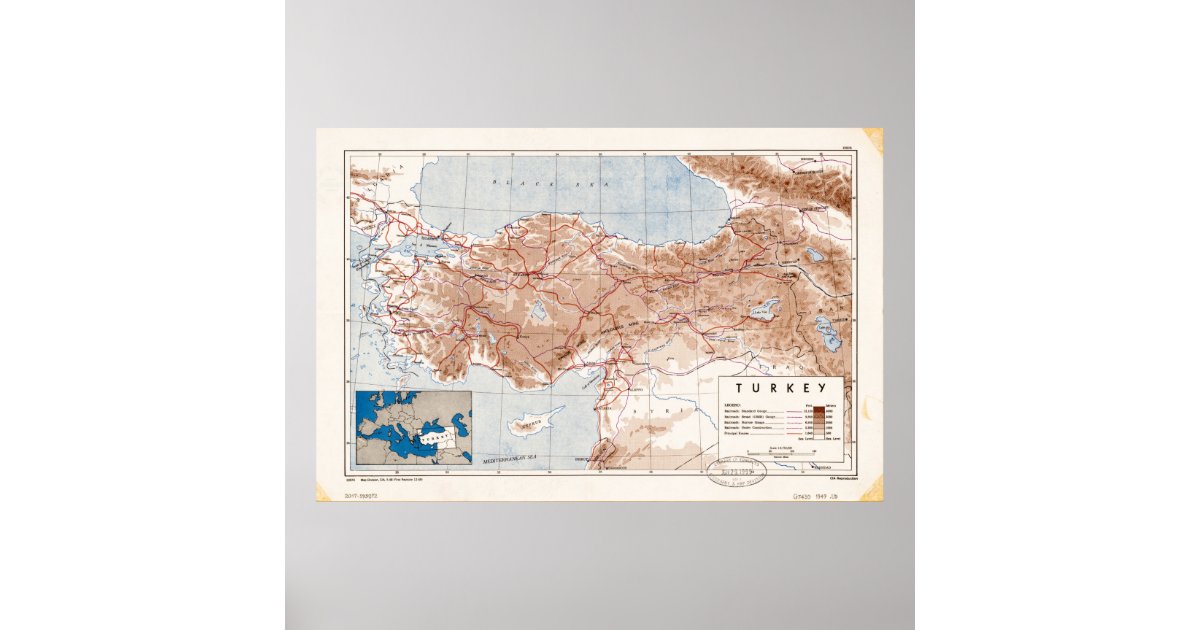 Map of Turkey (1949) Poster | Zazzle