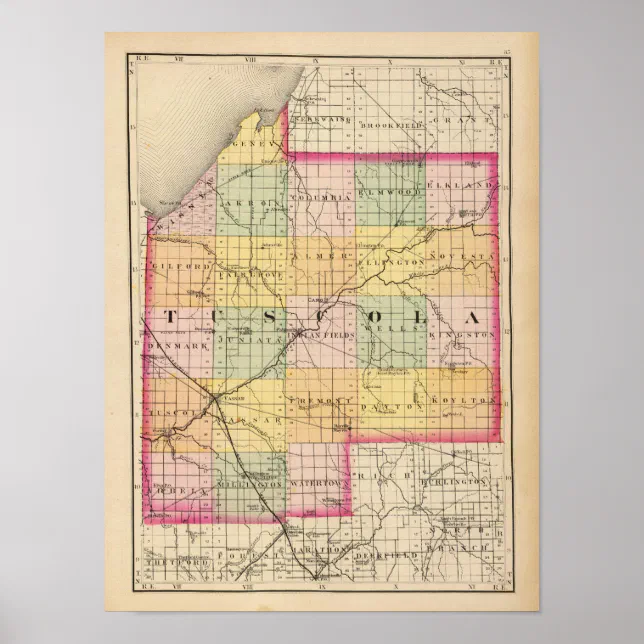 Map of Tuscola County, Michigan Poster | Zazzle