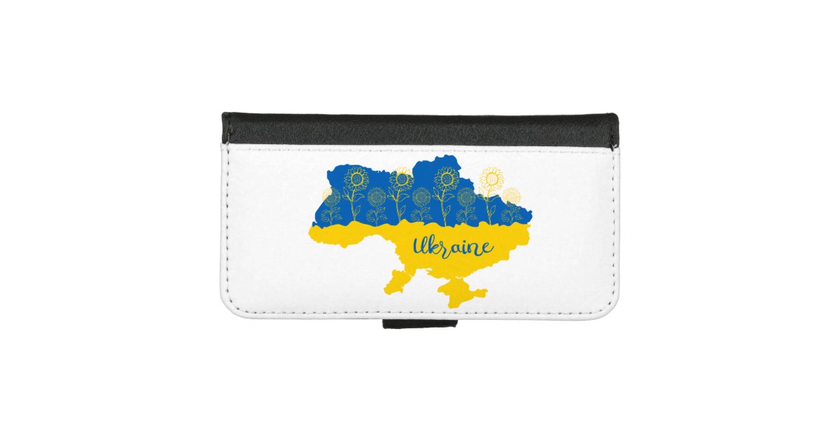 Map of Ukraine with sunflower and Ukrainian flag iPhone Wallet Case ...