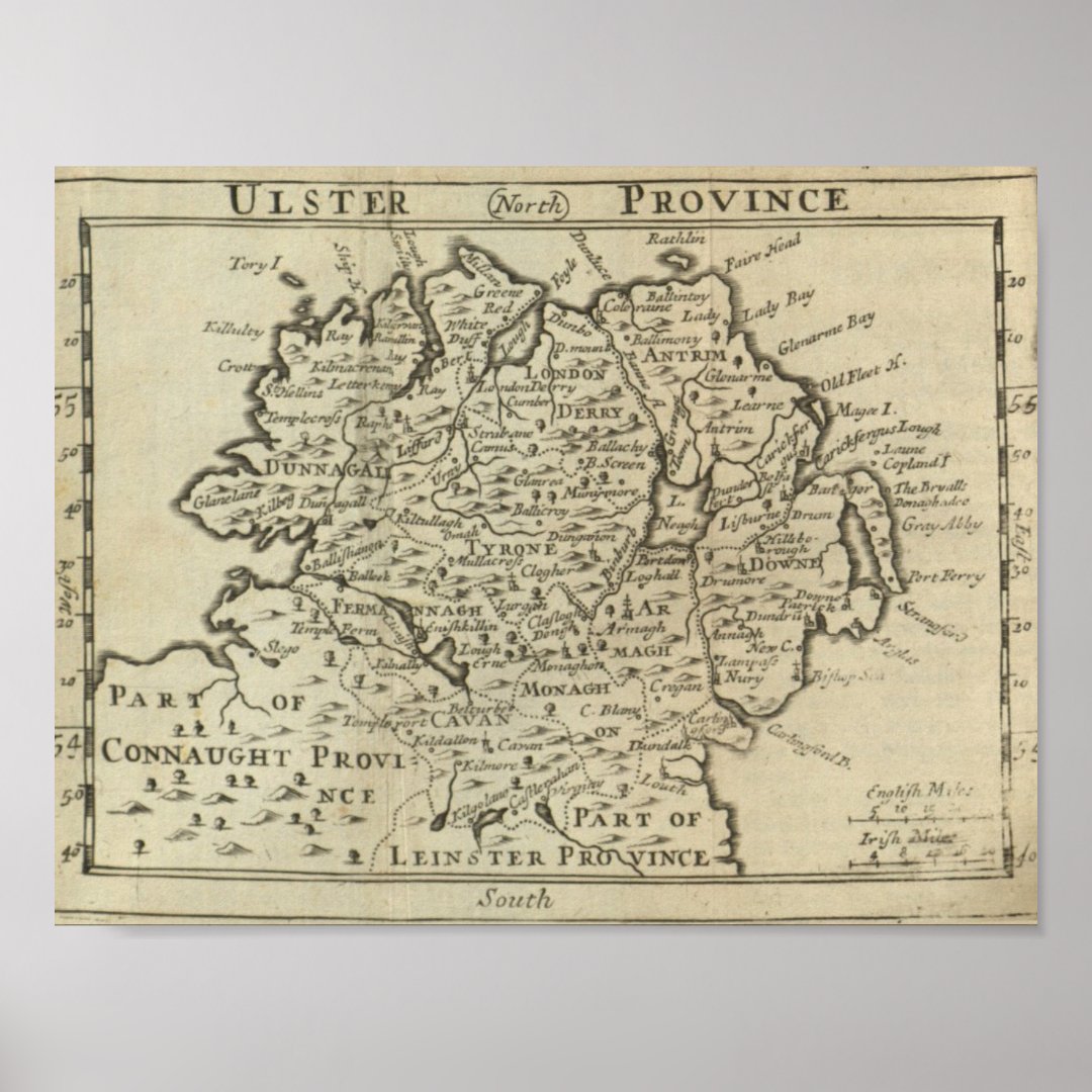 Map of Ulster Poster | Zazzle