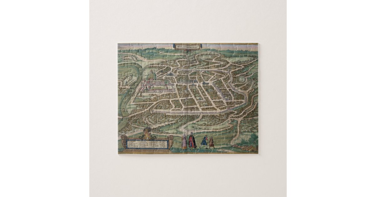 Map of Vilnius, Lithuania, from 'Civitates Orbis T Jigsaw Puzzle | Zazzle