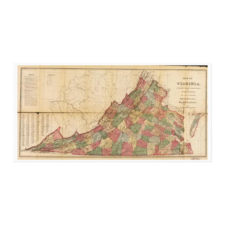 Map of Virginia (1871) Canvas Print | Zazzle