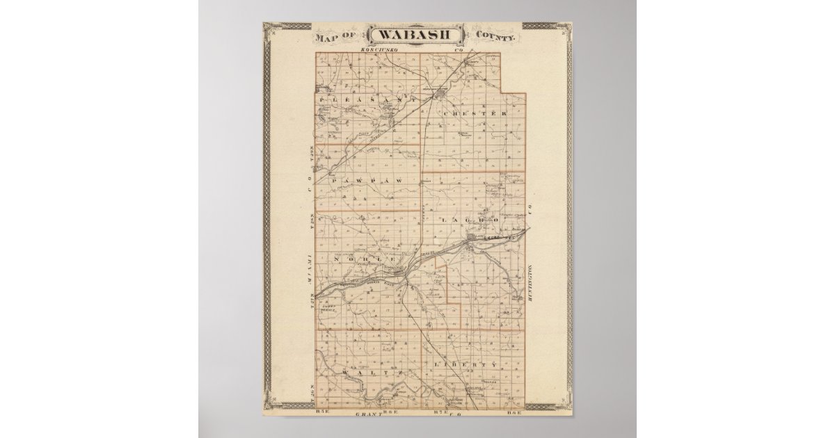 Map of Wabash County Poster | Zazzle