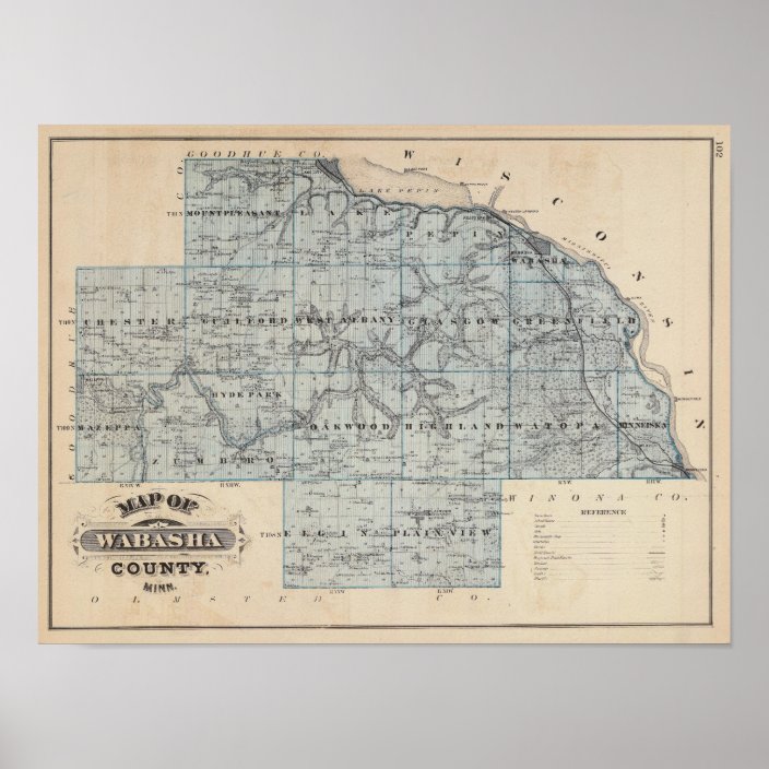 Map of Wabasha County, Minnesota Poster | Zazzle.com