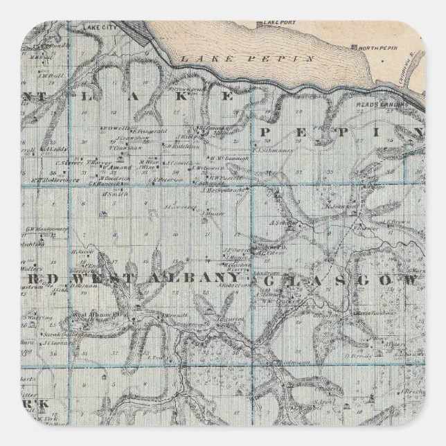 Map of Wabasha County, Minnesota Square Sticker | Zazzle