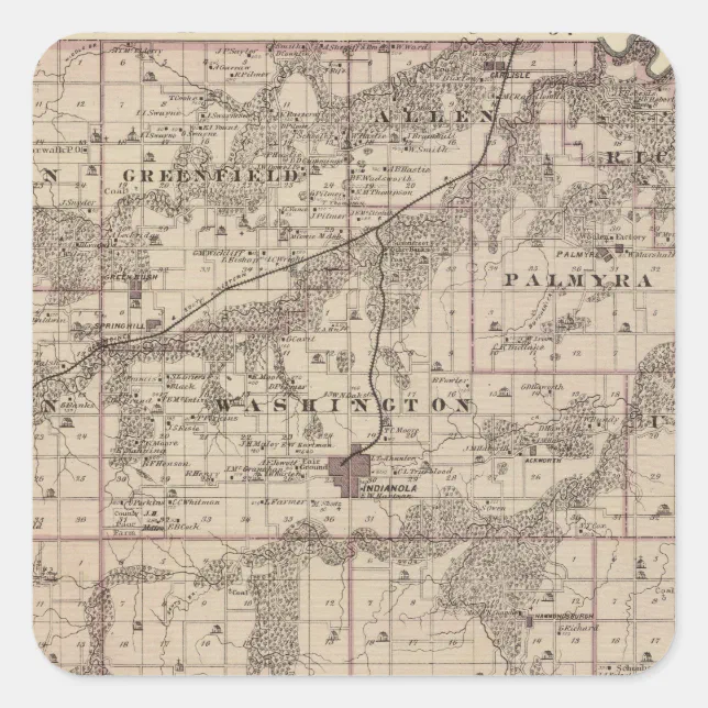 Map of Warren County, State of Iowa Square Sticker | Zazzle