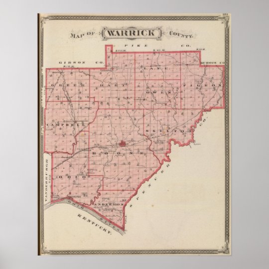 Map of Warrick County Poster | Zazzle.com