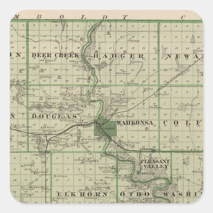 Map of Webster County, State of Iowa Square Sticker | Zazzle