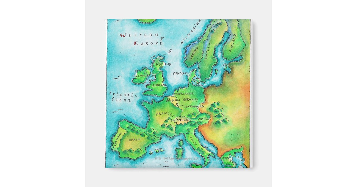 Map of Western Europe Magnet | Zazzle