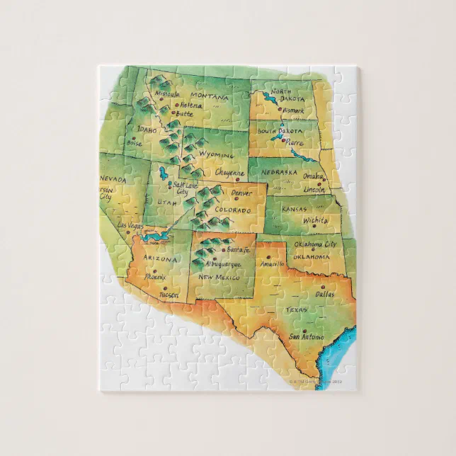Map of Western United States Jigsaw Puzzle | Zazzle