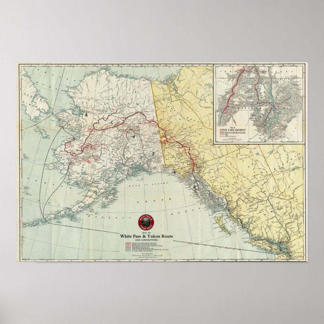 Map Of White Pass & Yukon Route And Connections Poster | Zazzle