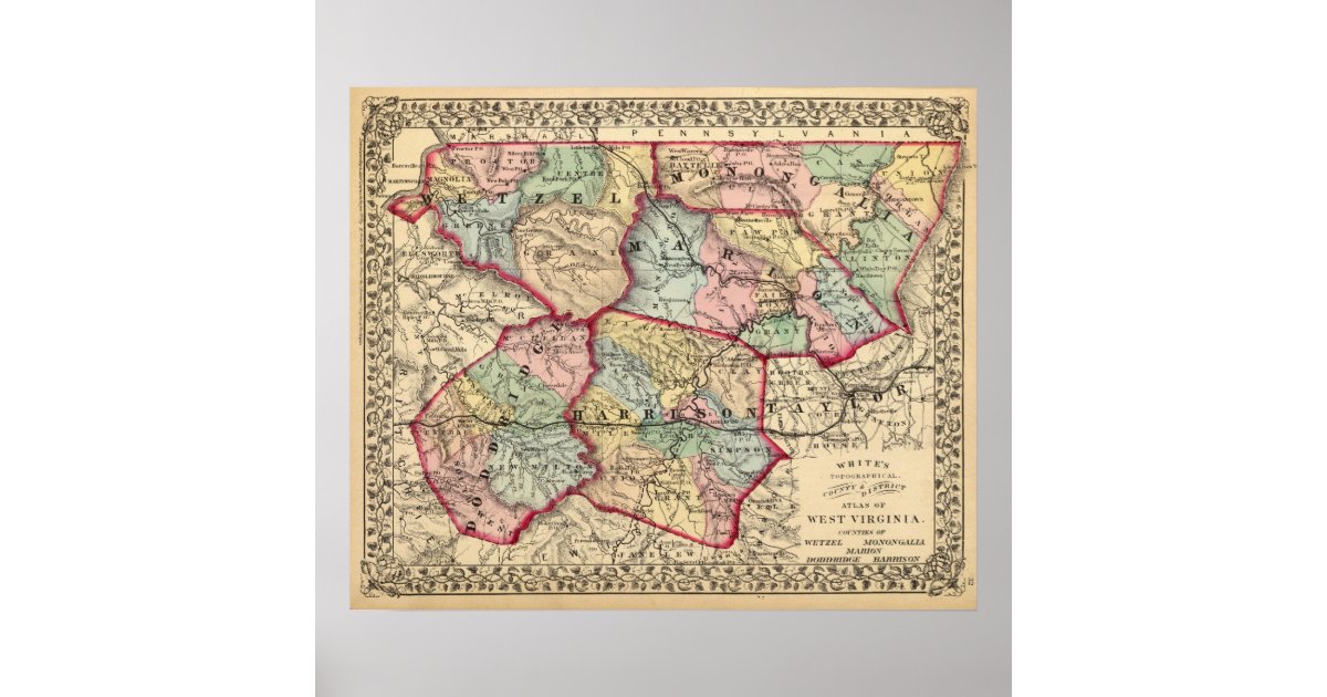 Map of Winfield, West Virginia Poster | Zazzle