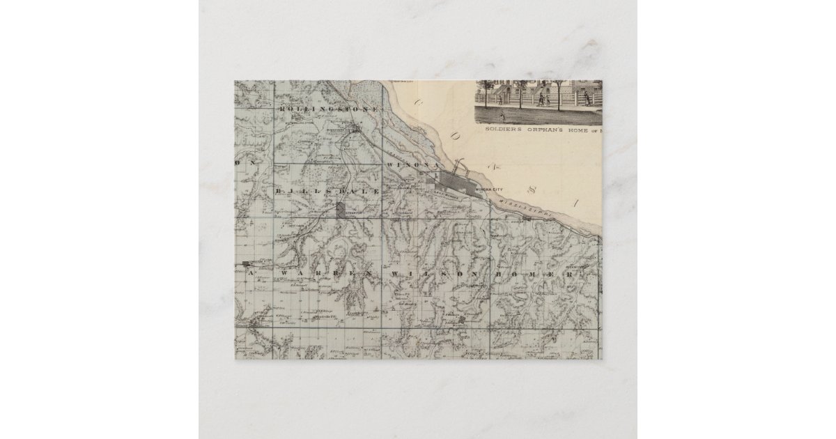 Map of Winona County, Minnesota Postcard | Zazzle