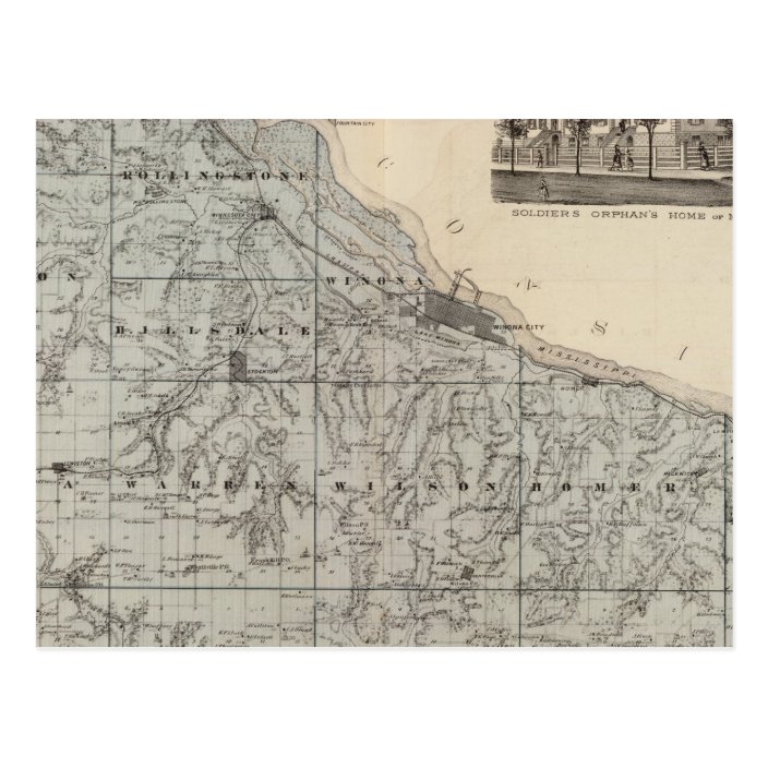 Map of Winona County, Minnesota Postcard | Zazzle.com