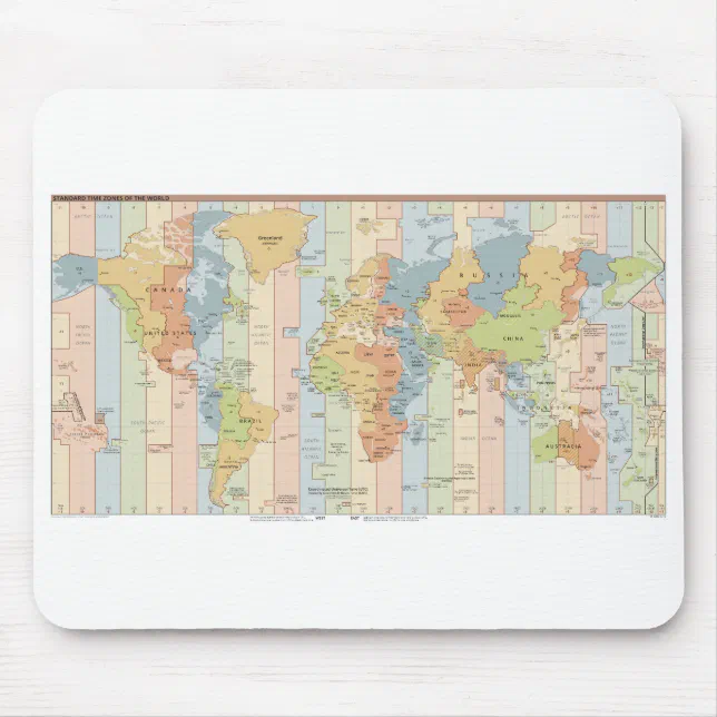 Map of World Time Zones Mouse Pad | Zazzle