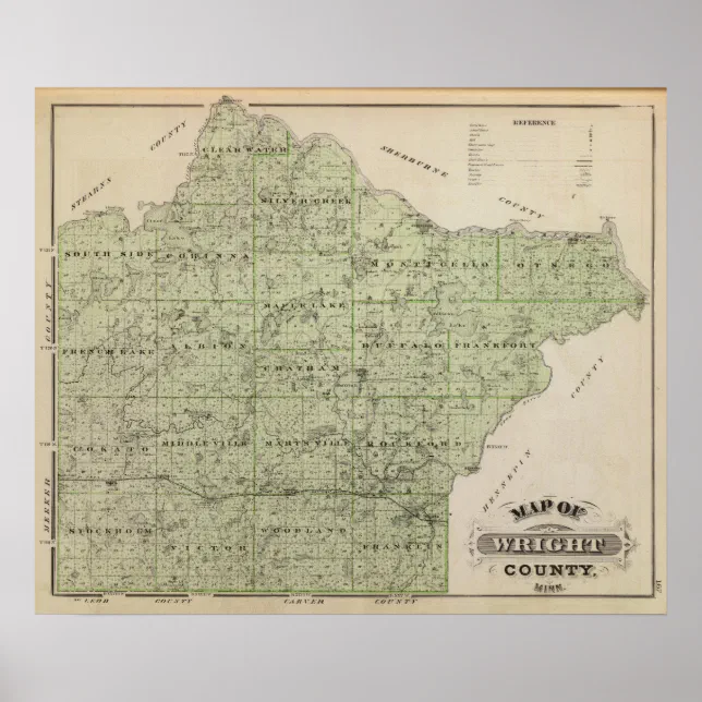 Map of Wright County, Minnesota Poster | Zazzle