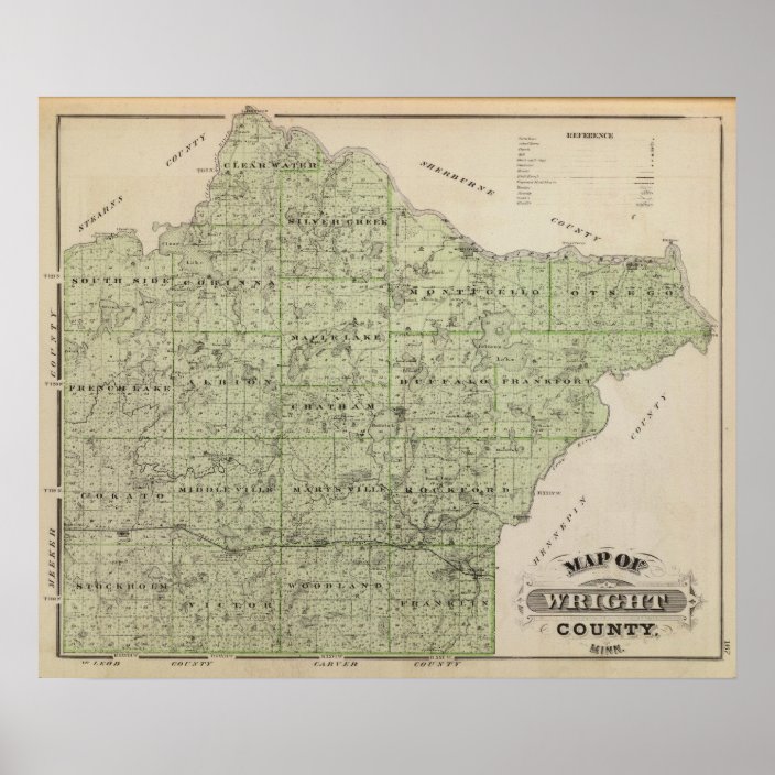 Map of Wright County, Minnesota Poster | Zazzle.com