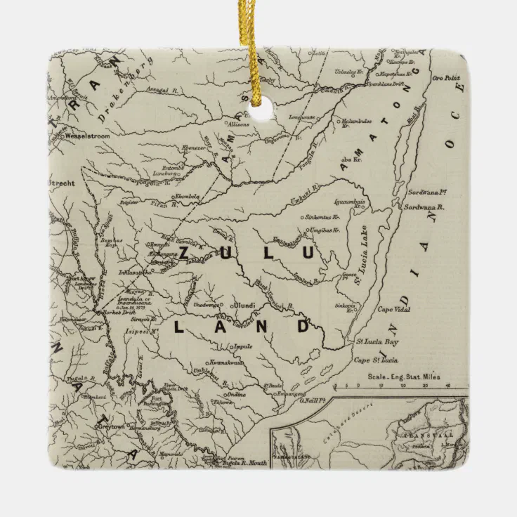 Map of Zululand with the Adjoining Frontiers Ceramic Ornament | Zazzle