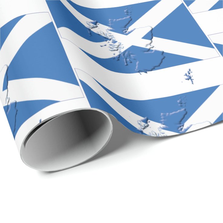 Map Outline SCOTLAND SALTIRE FLAG Wrapping Paper | Zazzle