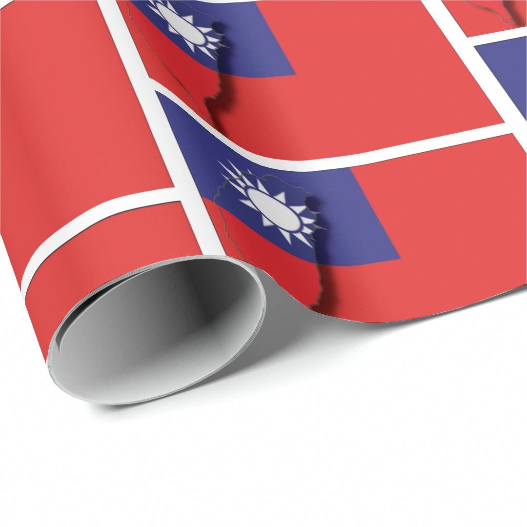 Map Outline TAIWAN FLAG Wrapping Paper | Zazzle