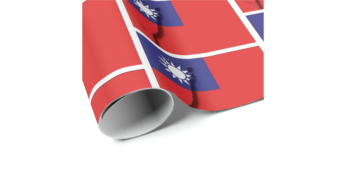 Map Outline TAIWAN FLAG Wrapping Paper | Zazzle