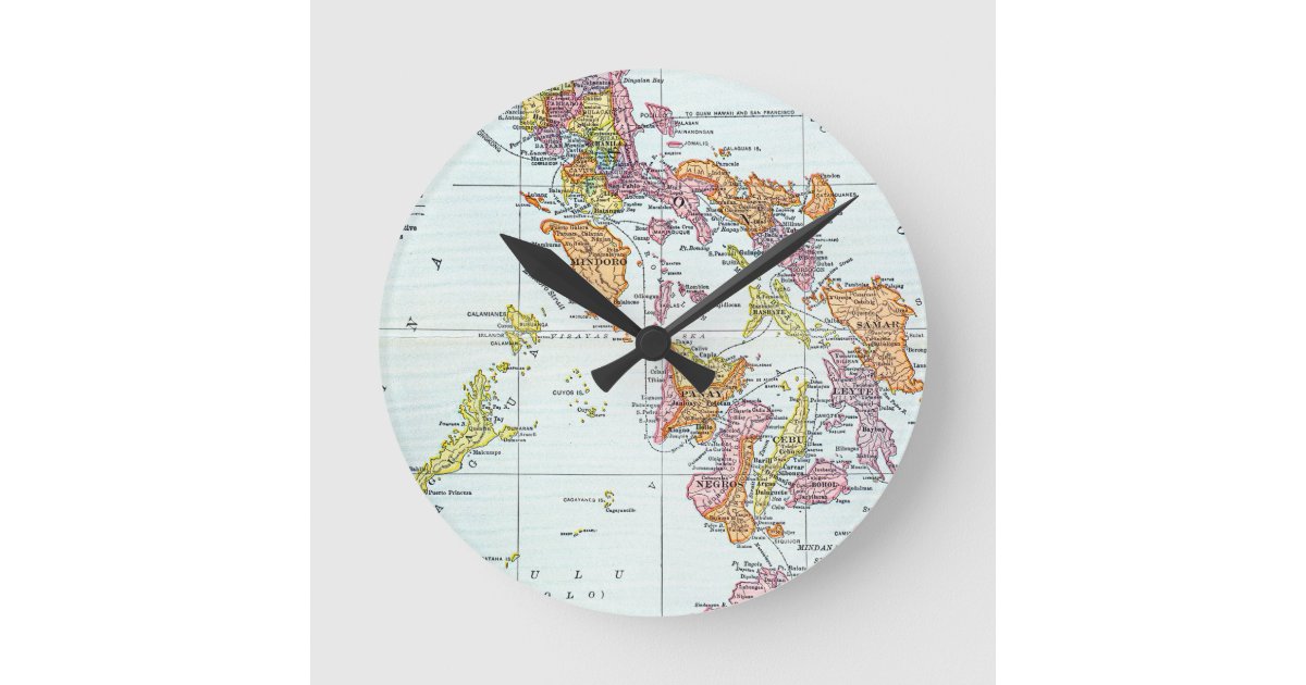 MAP: PHILIPPINES, 1905 ROUND CLOCK | Zazzle