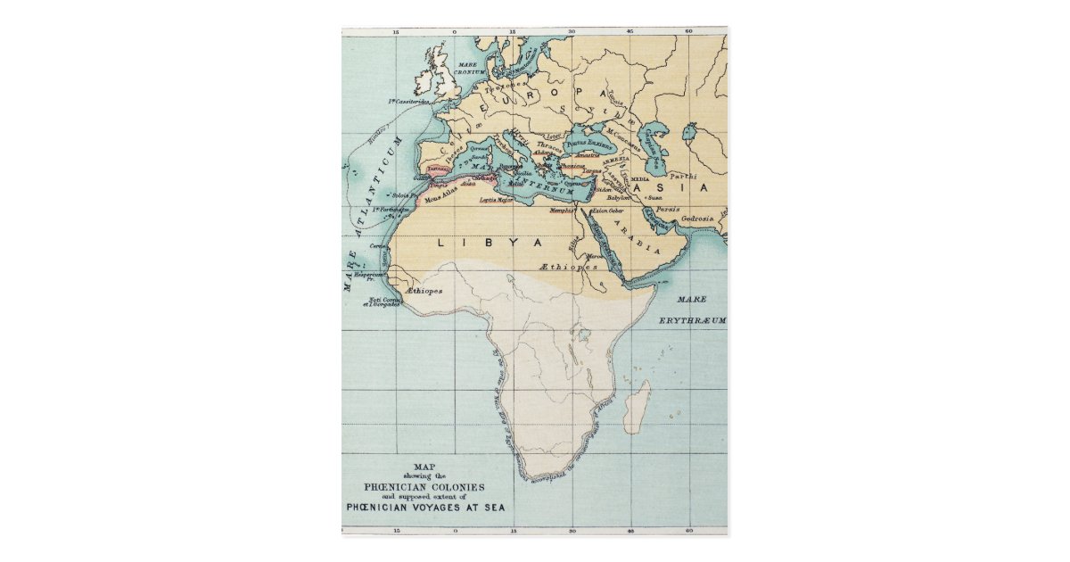 MAP: PHOENICIAN EMPIRE POSTCARD | Zazzle.com