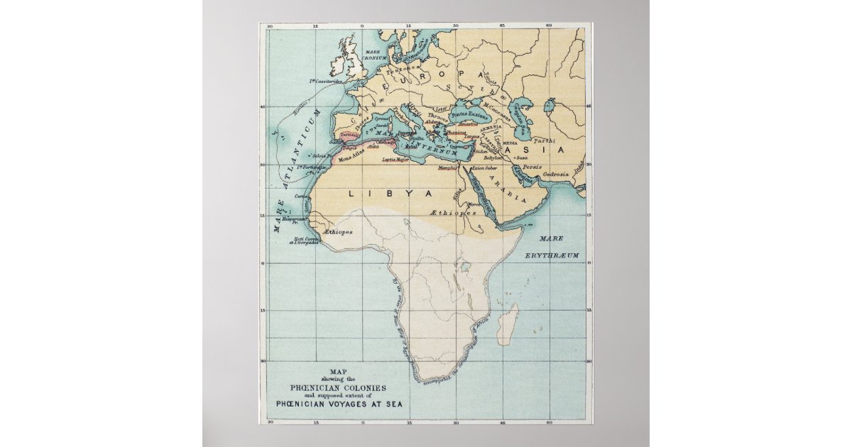 MAP: PHOENICIAN EMPIRE POSTER | Zazzle